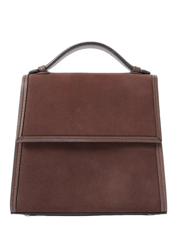 HUNTING SEASON Small Leather-trimmed Suede Tote - Brown