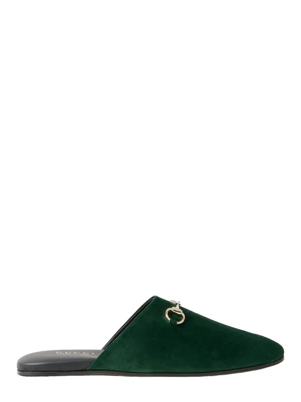 Gucci Horsebit-detailed Velvet Slippers - Green