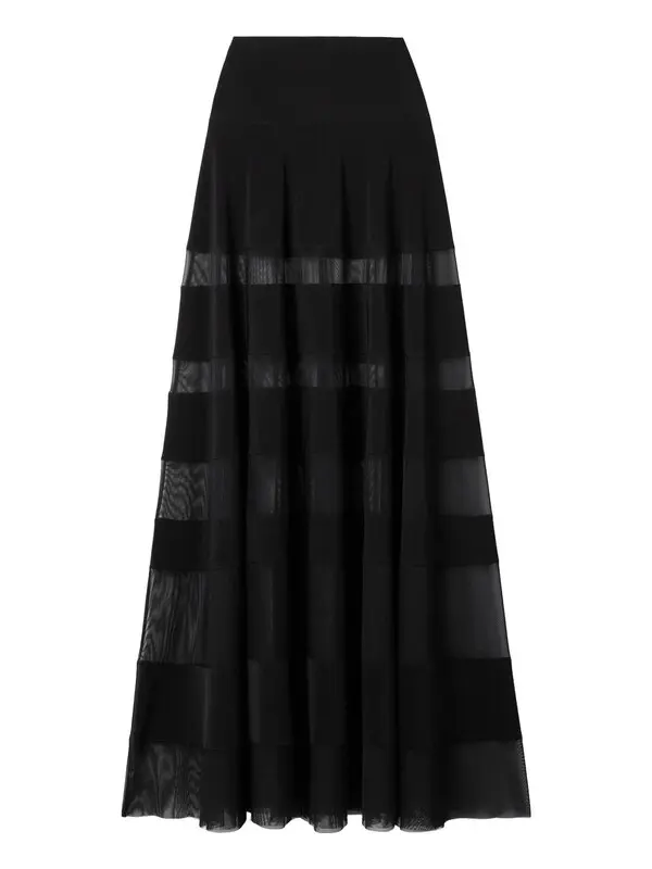 Norma Kamali Paneled Stretch-jersey And Mesh Maxi Skirt - Black