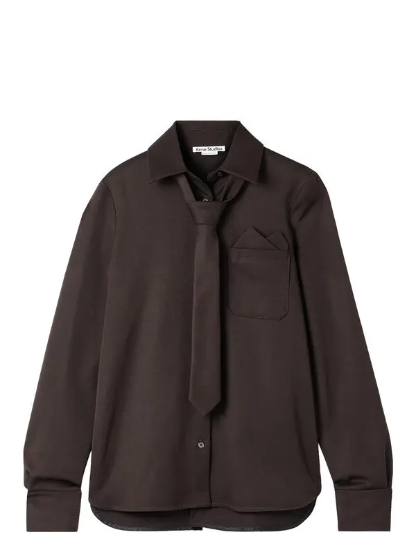 Acne Studios Tie-detailed Wool-twill Shirt - Brown