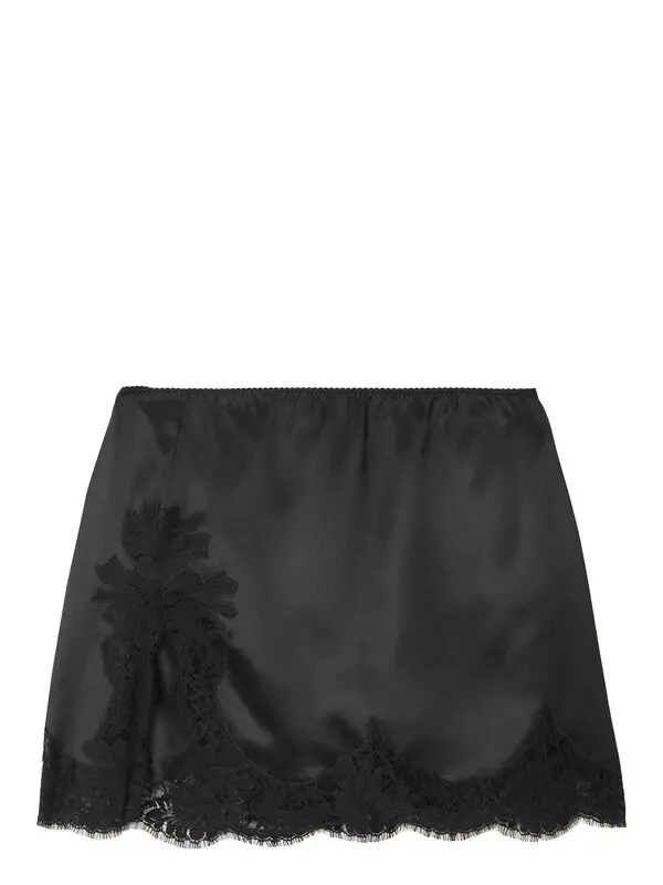 Dolce & Gabbana Lace-trimmed Cotton-blend Satin Mini Skirt - Black