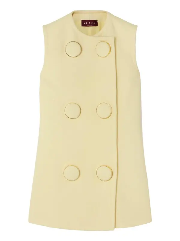 Gucci Double-breasted Crepe Vest - Yellow