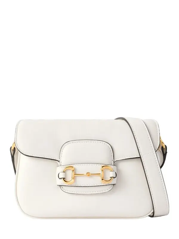 Gucci Horsebit 1955 Leather Shoulder Bag - White