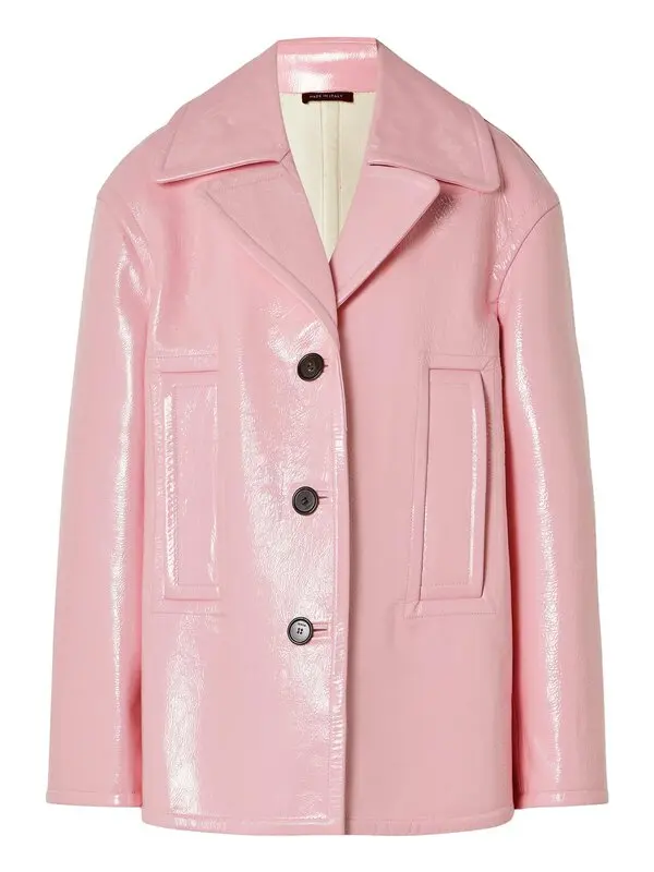 Gucci Oversized Crinkled Patent-leather Coat - Pink