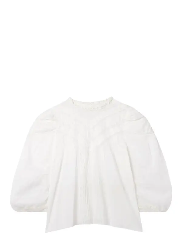DÔEN - Adelphine Crochet-Trimmed Pintucked Blouse