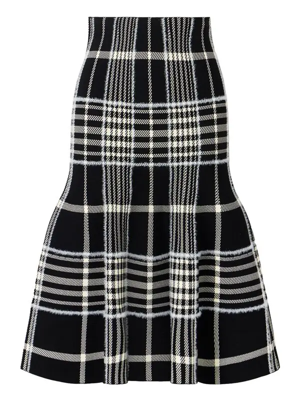 Brandon Maxwell The Rory Checked Jacquard-knit Midi Skirt - Black