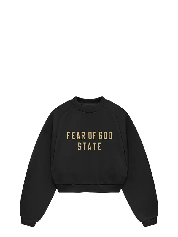 Fear Of God Fleece Cropped Crewneck - Black