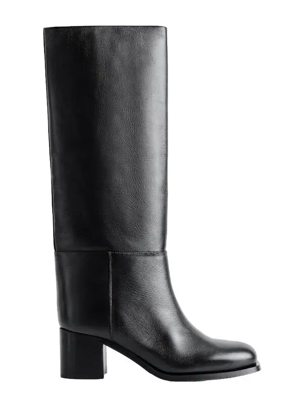 Cos Heeled Leather Knee Boots - Black