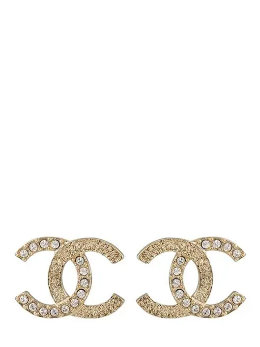 Chanel Cc Logo Stud Earrings - Gold (aba227)