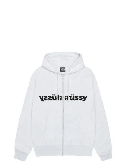 StÜssy Mirror Zip-up Fleece Hoodie - Ash Heather