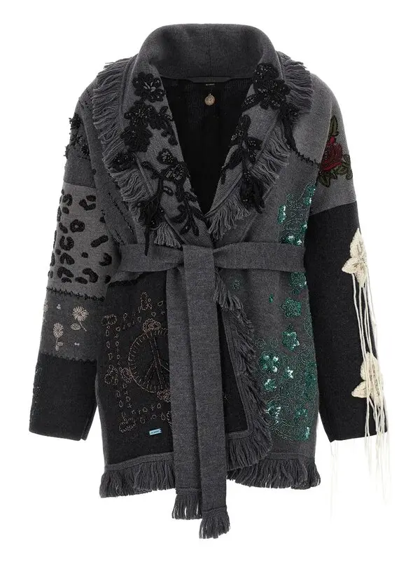 Alanui Wool-blend Cardigan With Embellishments - Multicolor