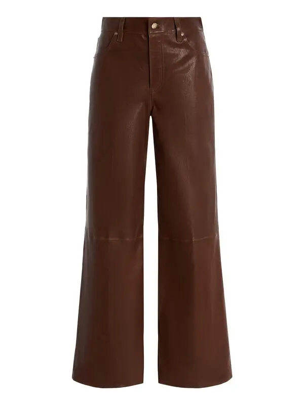 FRAME Le Slim Palazzo Leather Jeans - Brown