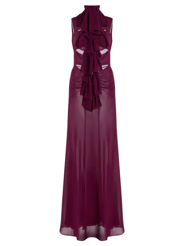 Alaïa Bow-detailed Georgette Maxi Dress - Purple
