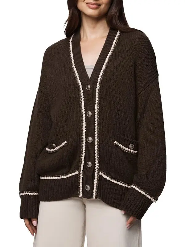 Splendid Brooklyn Relaxed Cardigan - Soft Chocolate Brown