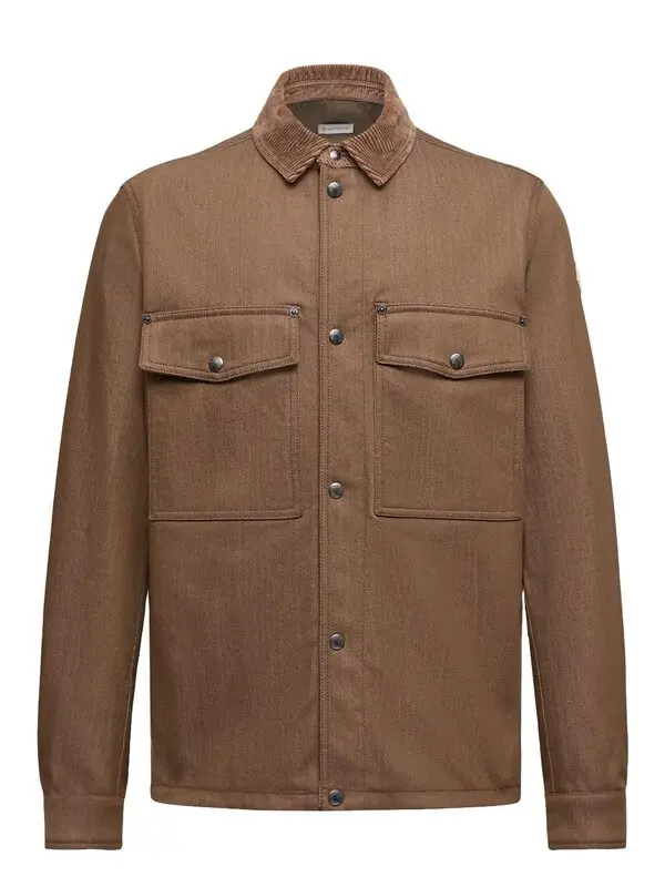 Moncler Denim Corduroy-trimmed Shirt Jacket - Brown