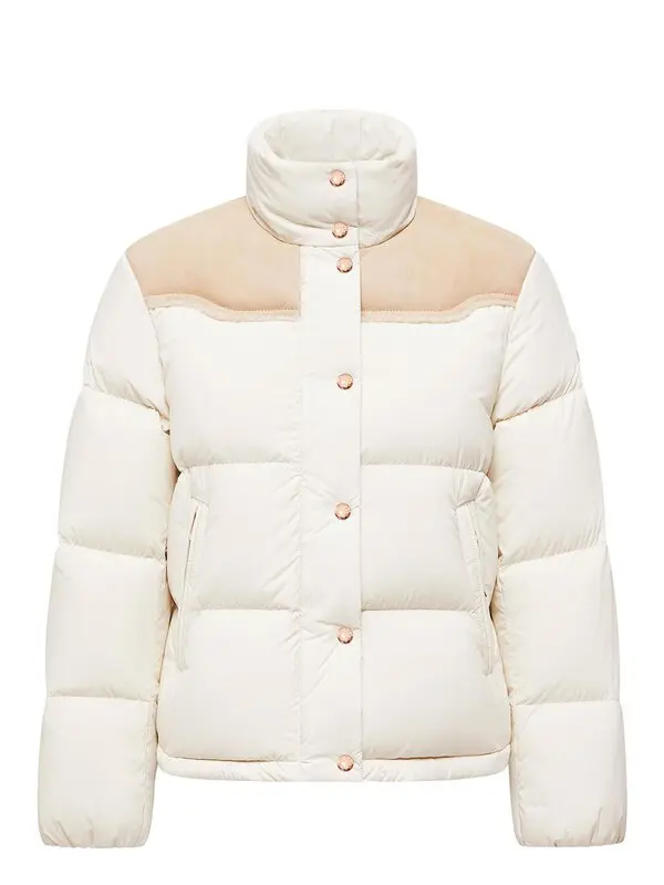 Moncler Angelys Suede-trimmed Down Jacket - White