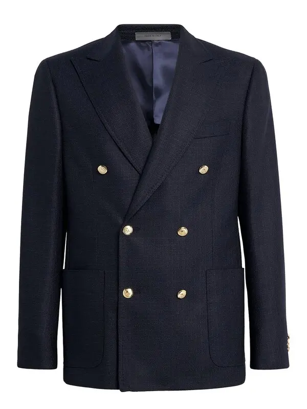 Corneliani Virgin Wool Double-breasted Blazer - Navy
