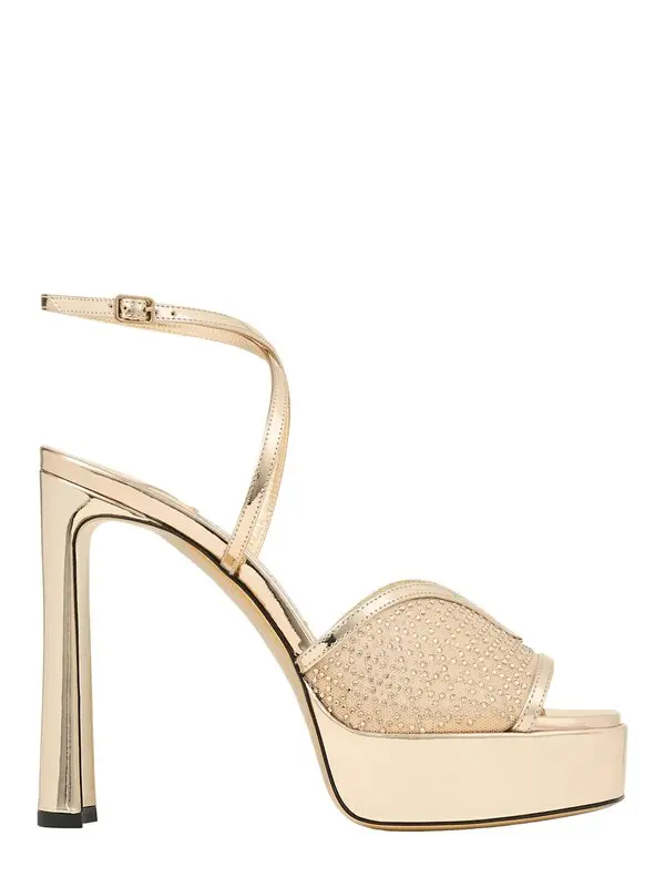 JIMMY CHOO Karli 125 Embellished Platform Sandals - Gold