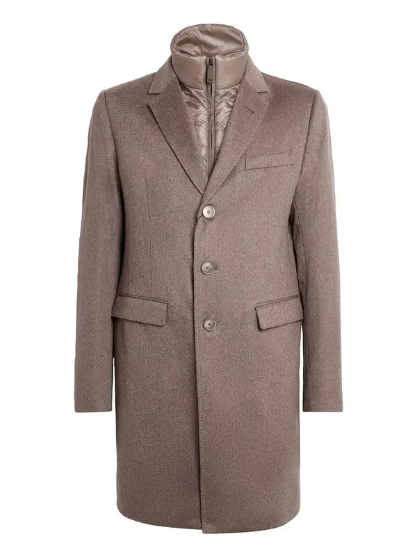 Herno Cashmere Padded Insert Overcoat - Brown