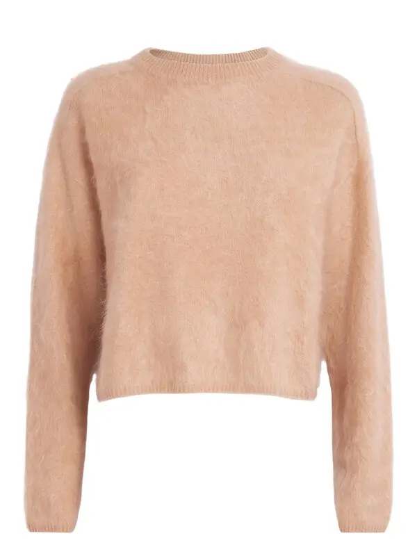 Soft Goat Brushed Cashmere Crew-neck Sweater - Brown