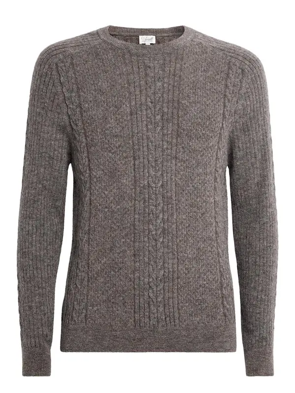Pal Zileri Alpaca-blend Cable-knit Crewneck Sweater - Grey