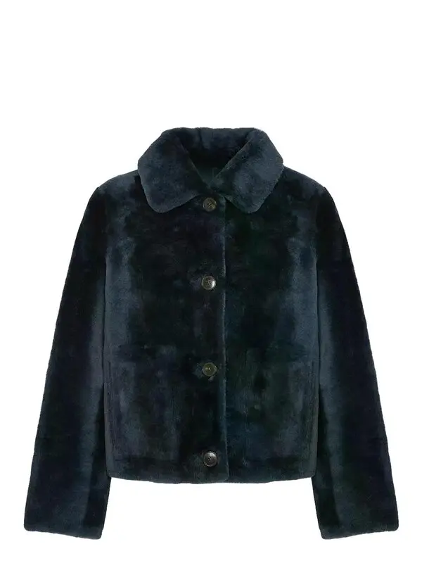 YVES SALOMON Reversible Merino Lambskin Jacket - Blue