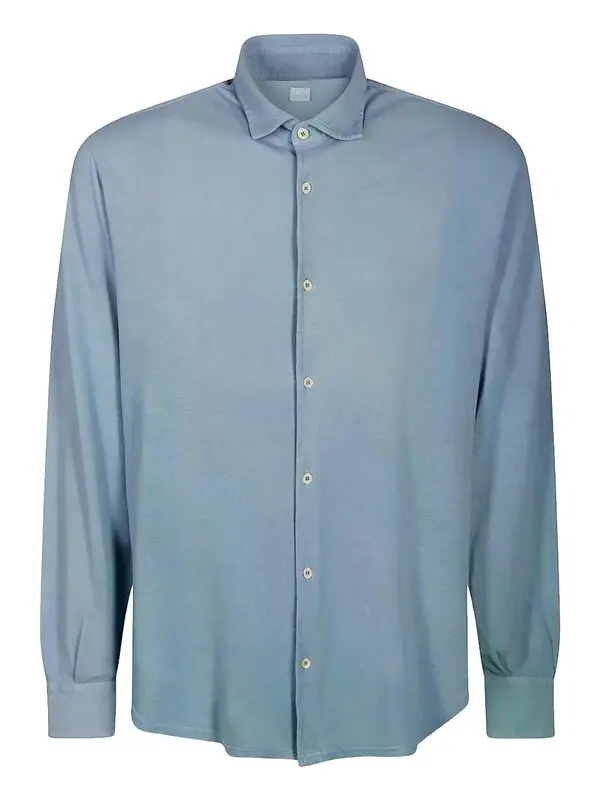 Fedeli Long-sleeve Cotton Shirt - Blue