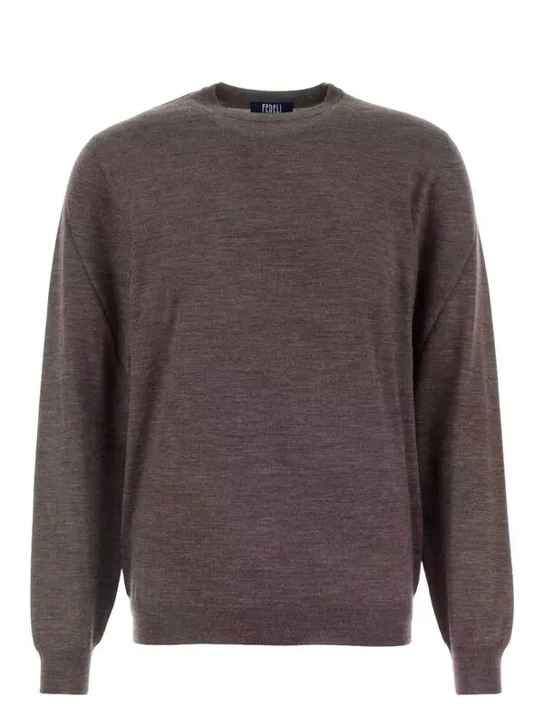 Fedeli Crew-neck Wool Sweater - Brown