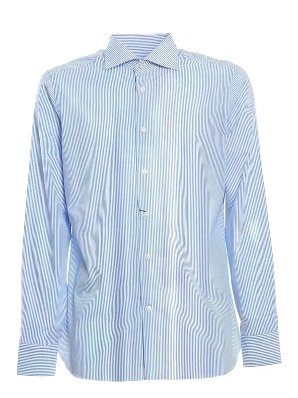 BORRIELLO NAPOLI Striped Cotton Shirt - Blue