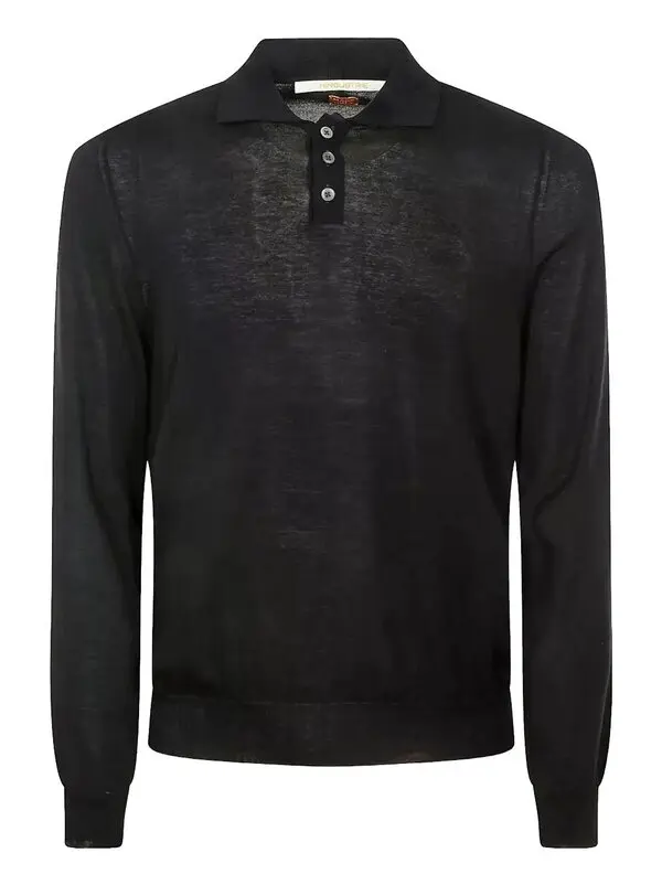 Alpha Industries Long-sleeve Cotton Polo Shirt - Black