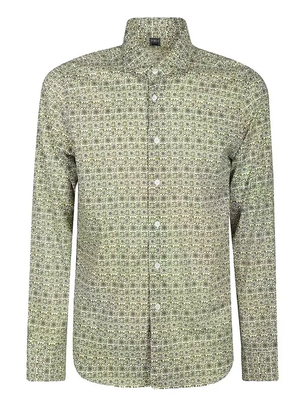 Fedeli Floral-pattern Cotton Shirt - Green