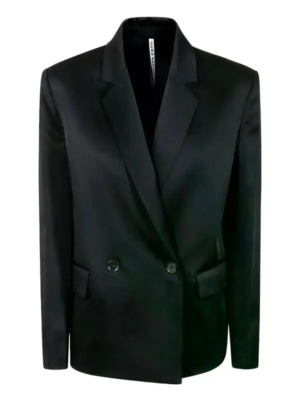 Liviana Conti Double-breasted Satin Blazer - Black