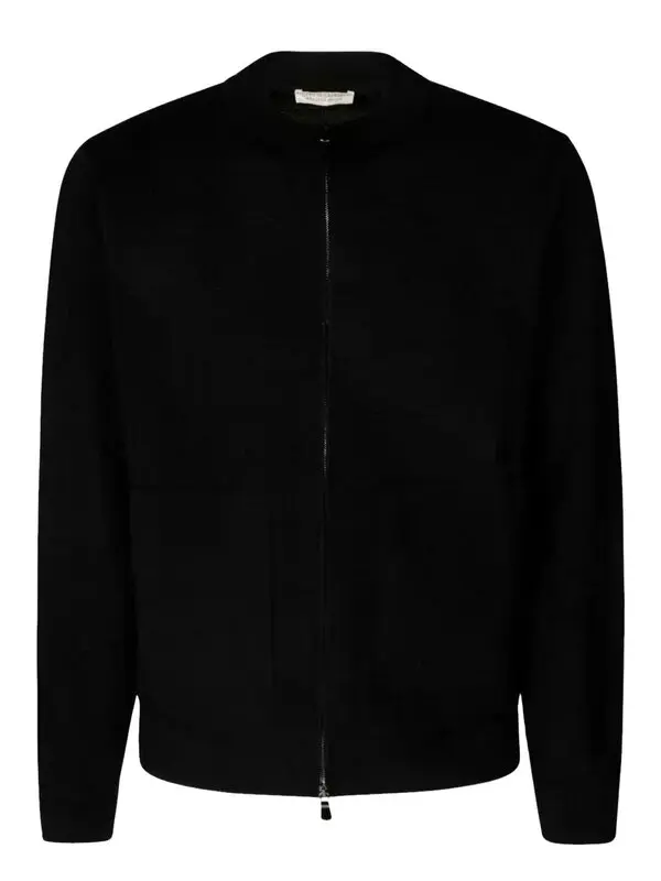 FILIPPO DE LAURENTIIS Zip-front Cardigan With Patch Pockets - Black