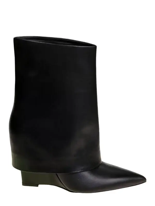 SERGIO LEVANTESI Fold-over Pointed-toe Wedge Boots - Black
