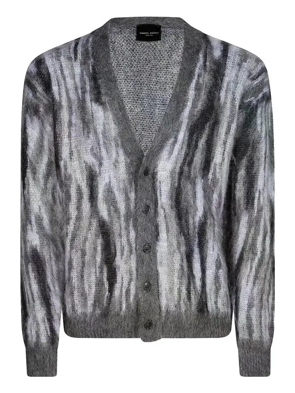 ROBERTO COLLINA V-neck Wool Cardigan - Grey