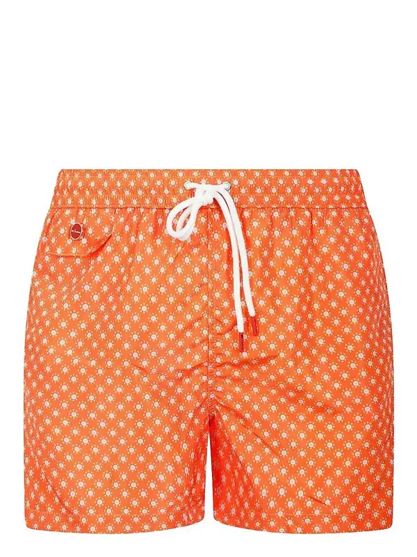Kiton Geometric-print Swim Shorts - Orange