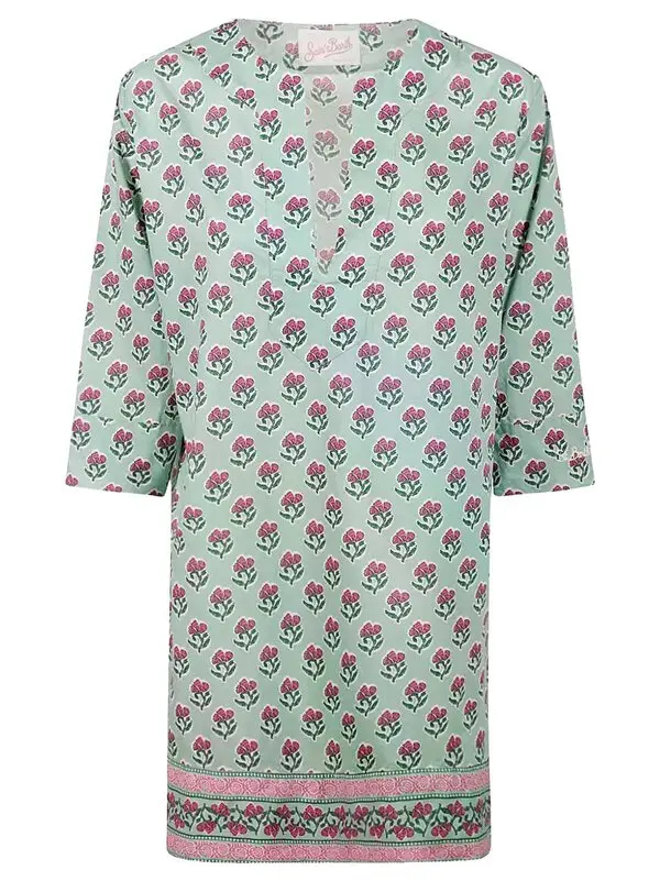 MC2 SAINT BARTH Floral-print Cotton Dress - Green