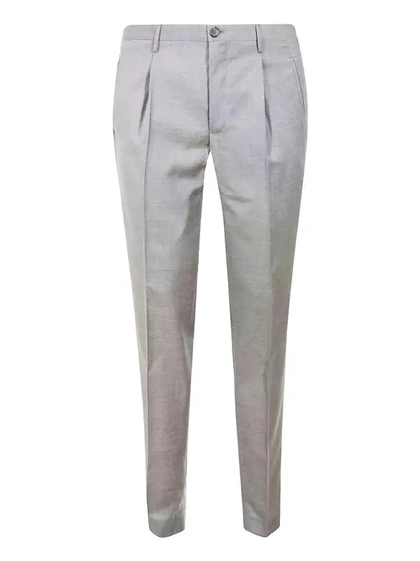 Incotex Pleated Straight Leg Trousers - Grey