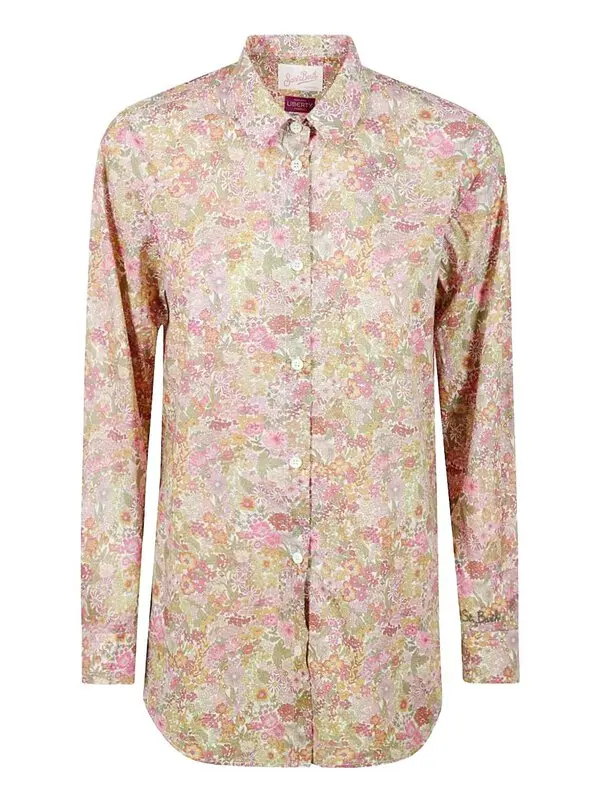 MC2 SAINT BARTH Brigitte Floral French-collar Shirt - Neutrals