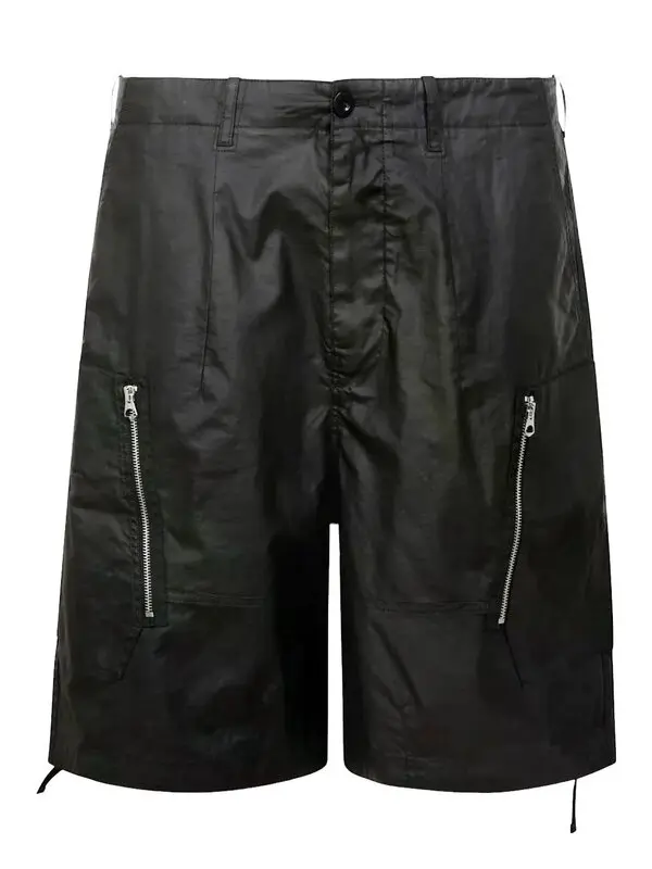 TEN C Zip-pocket Linen Shorts - Black