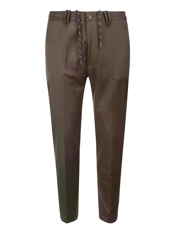 NINE:INTHE:MORNING Drawstring-waist Flap-pocket Trousers - Brown