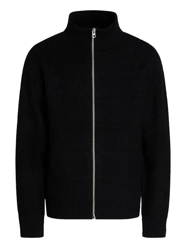 Rag & Bone Jacquard-knit Merino Wool-blend Zip-up Sweater - Black