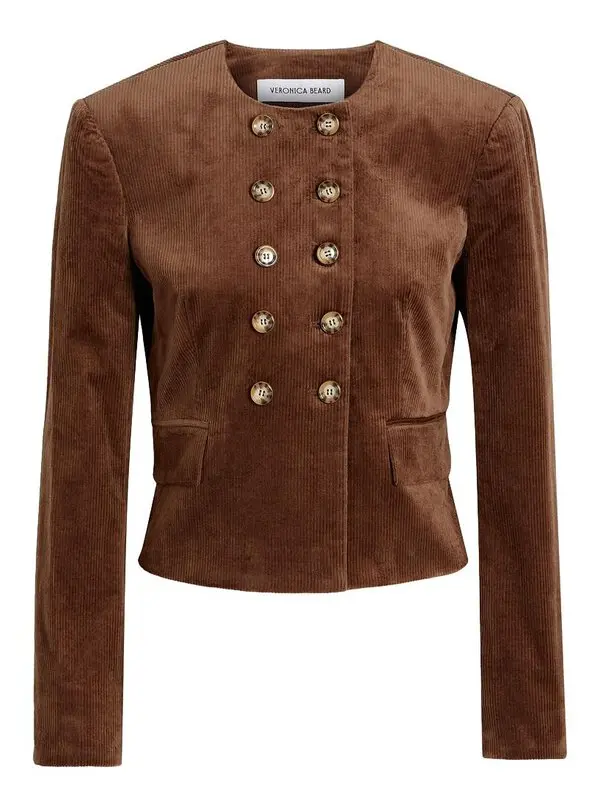 Veronica Beard Bentley Double-breasted Corduroy Jacket - Brown
