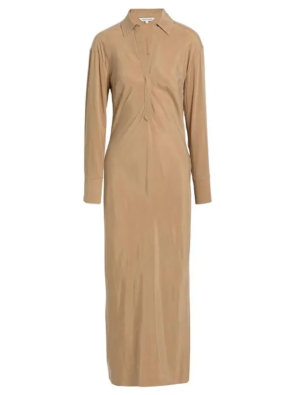 Veronica Beard Liberty Washed Cupro-blend Maxi Shirt Dress - Light Brown