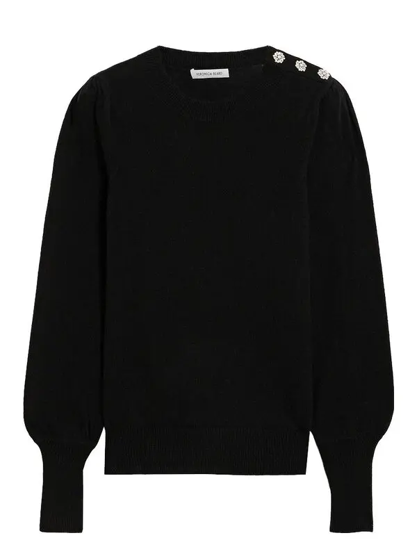 Veronica Beard Nelia Embellished Cashmere Sweater - Black