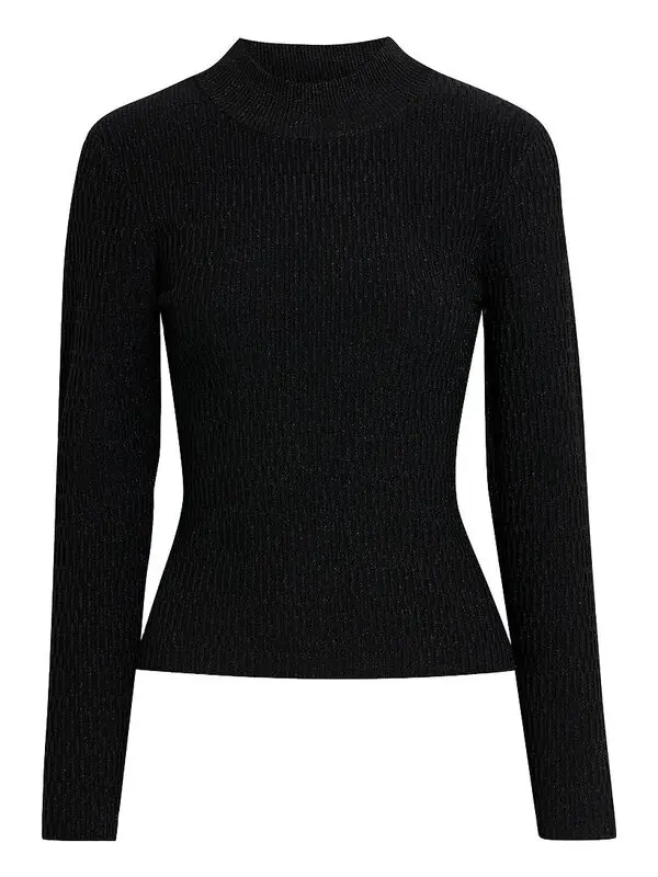 Veronica Beard Metallic Ribbed-knit Sweater - Black