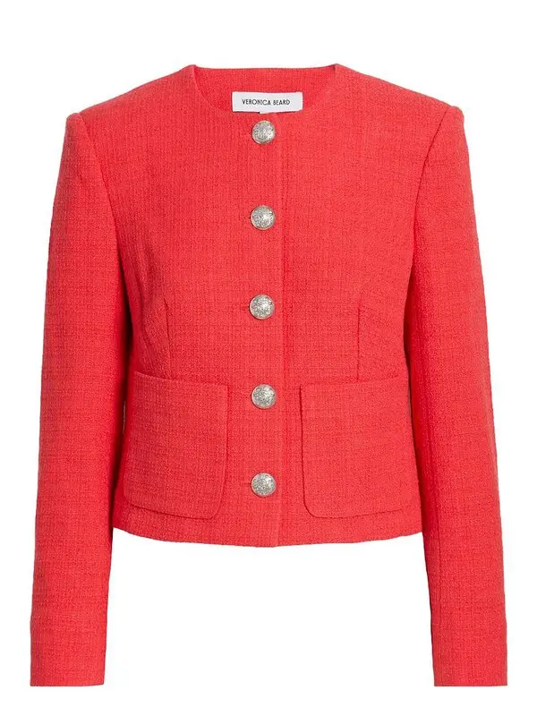Veronica Beard Nathan Cotton-blend Tweed Jacket - Papaya