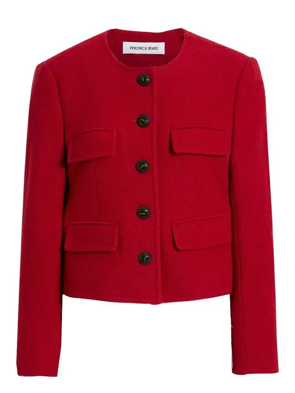Veronica Beard Leslie Wool Jacket - Crimson