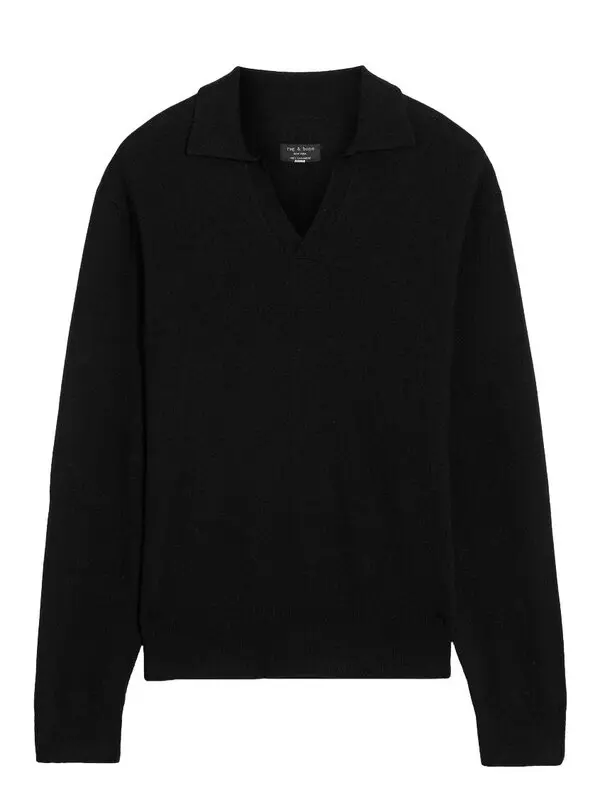 Rag & Bone Cashmere Polo Sweater - Black