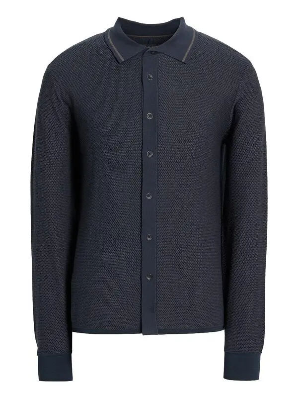 Rag & Bone Harvey Cottonblend Piqué Shirt - Storm Blue